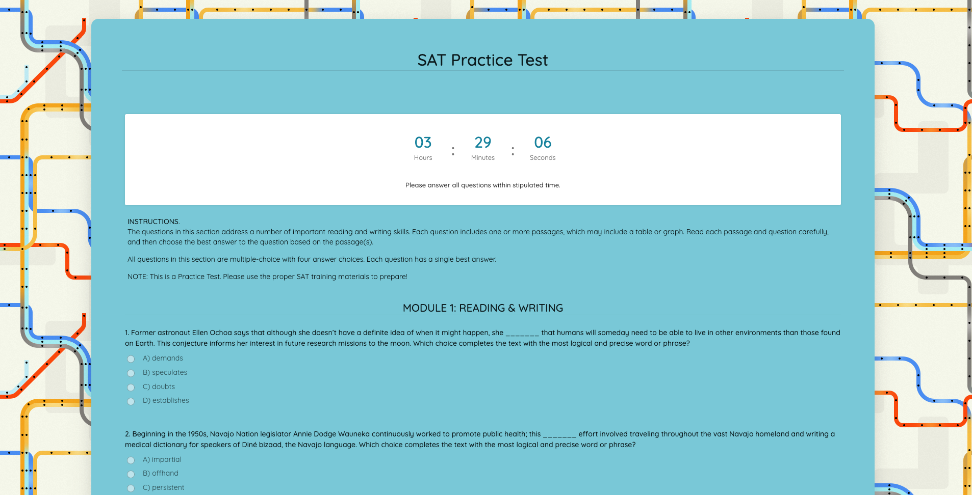 Sat Practice Test Formplus 5071